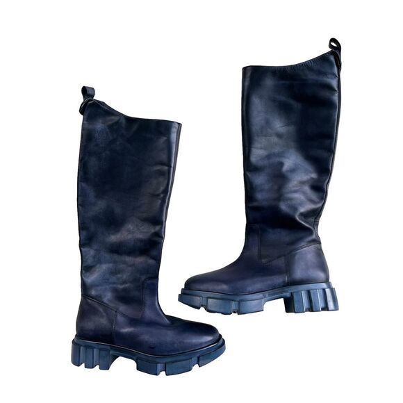 Free People | Shoes | Free People Brooks Tall Black Chunky Combat ...